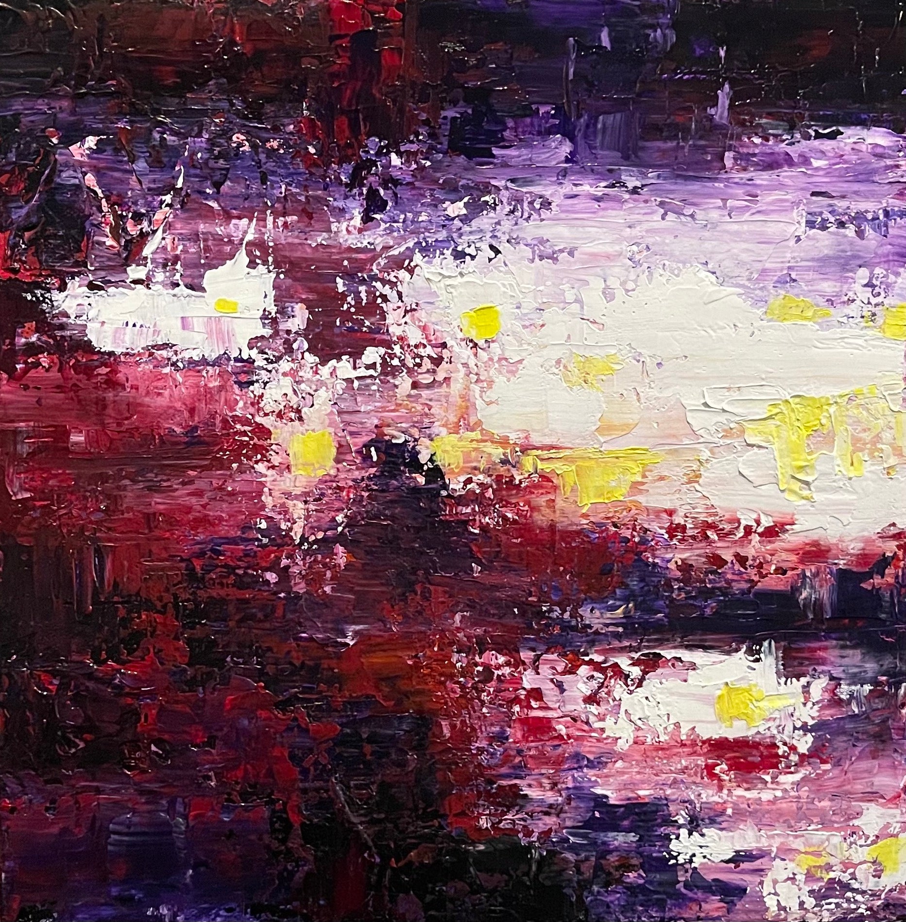 Original Palette Knife Painting 12x12 | Impasto Abstract Art | Red ...
